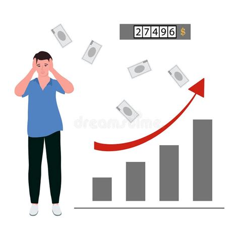 People Stress Increased Costs Rising Prices High Stock Vector