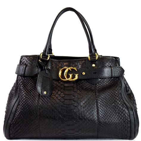 Gucci Large Gg Running Python Tote Bag Black 247179