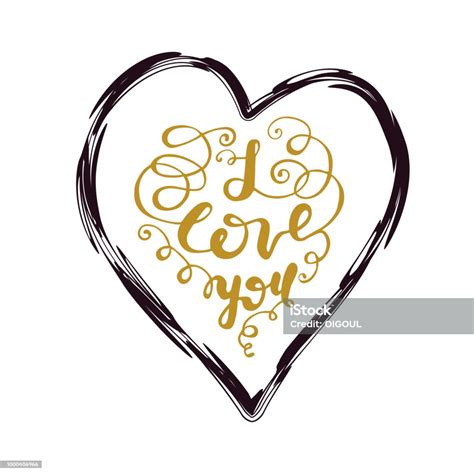 사랑 해요 글자와 카드 디자인 인사말 벡터 일러스트입니다 그리기에 대한 스톡 벡터 아트 및 기타 이미지 그리기 금 금속