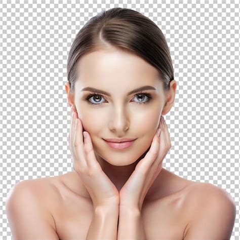 Premium Psd Beauty Healthy Skin Woman Touching Her Face