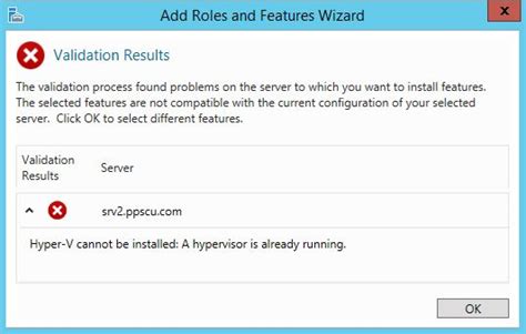 Hyper V Virtual Machine Validation Error