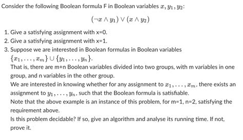 Solved By An Expert Consider The Following Boolean Formula F In Boolean