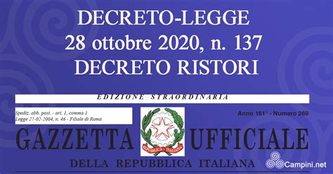 DECRETO LEGGE Ottobre N DECRETO RISTORI