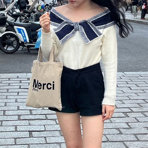 Merci 메르시 파리 미니 에코백 프랑스 마레 지구 편집샵 캔버스 가방 색상 상품 상세 크로켓