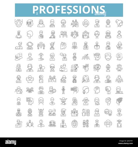 Professions Icons Line Symbols Web Signs Vector Set Isolated Illustration Stock Vector Image