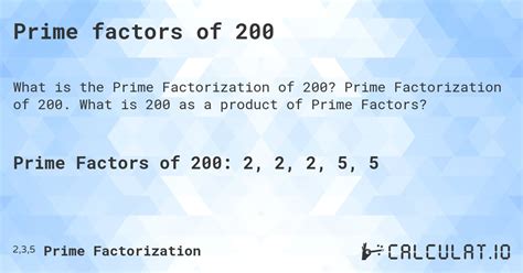 Prime Factors Of 200 Calculatio