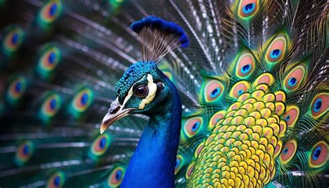 Pavo real exótico de elegancia tropical con hermosas plumas coloridas