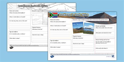 NEW Landforms Of South Africa Writing Template Twinkl