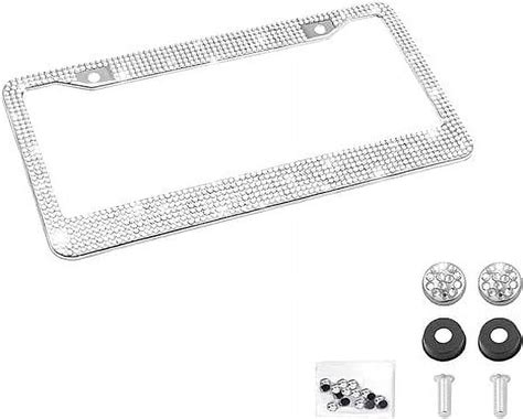 Bling Car License Plate Frame Sparkly Rhinestone Stainless Steel
