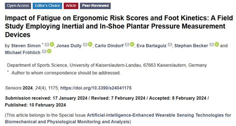 Sensors Mdpi On Linkedin Editors Choice Article Simon S Dully J Dindorf C Bartaguiz…