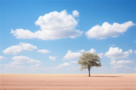 Premium AI Image A Lone Tree Stands In The Middle Of An Empty Field
