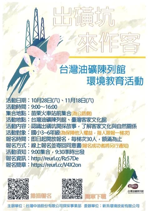 台灣油礦陳列館 認識出磺坑開採故事 1028還有名額，歡迎參加