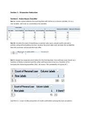 Data Mining Assignment 2 Docx Section 1 Dimension Reduction Section2