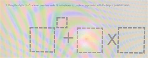 solved using the digits 1 to 5 at most one time each fill in the