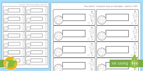 Etiquetas de nombres temáticas fútbol teacher made