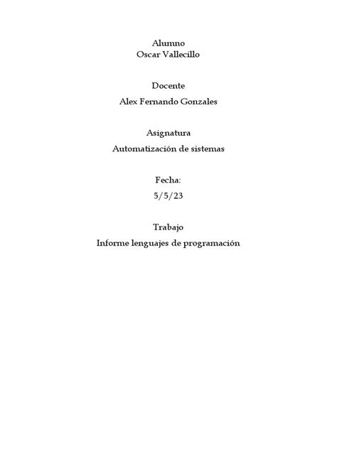 Informe Sobre Lenguajes De Programación Para Plc Un Análisis De Kop Fup Y Awl Pdf