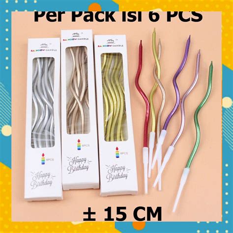 Jual Lilin Spiral Panjang Lilin Ulang Tahun Ulir Metalik Keriting Cake