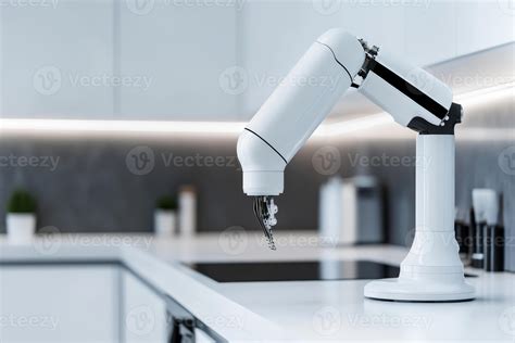 Robotic Arm Assists In Modern Kitchen With Sleek Design And Advanced