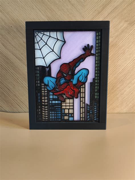 🦸‍♂️ Spiderman Stained Glass Light Box・free 3d File For 3d Printing・cults