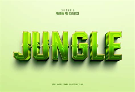 Efeito de texto psd 3d premium editável da selva PSD Premium
