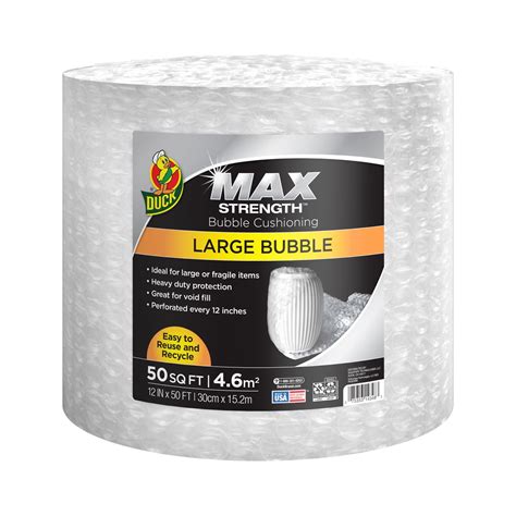 Duck Max Strength Large Bubble Cushioning Wrap Roll 12 In X 50 Ft