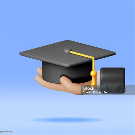 졸업생과 졸업 모자의 3d 손 졸업식에 대한 스톡 벡터 아트 및 기타 이미지 졸업식 3차원 형태 아이콘 Istock
