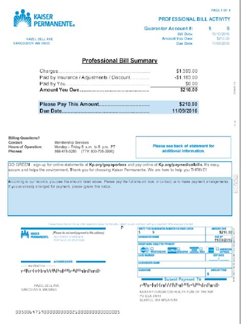 Kaiser Permanente Sample Bill Pdf Kaiser Permanente Service