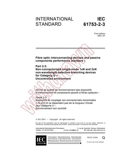 Iec 61753 2 3 2001 Fibre Optic Interconnecting Devices And Passive Components Performance Standard