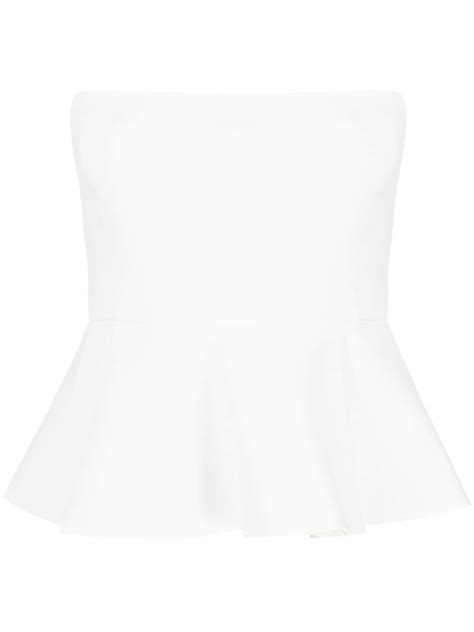 Pinko Off Shoulder Peplum Top In White Modesens
