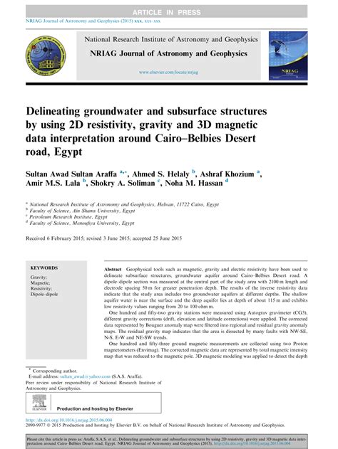 Pdf Delineating Groundwater And Subsurface Structures By Using 2d Resistivity Gravity And 3d