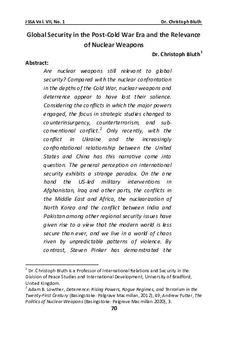 Pdf Global Security In The Post Cold War Era And The Relevance Of