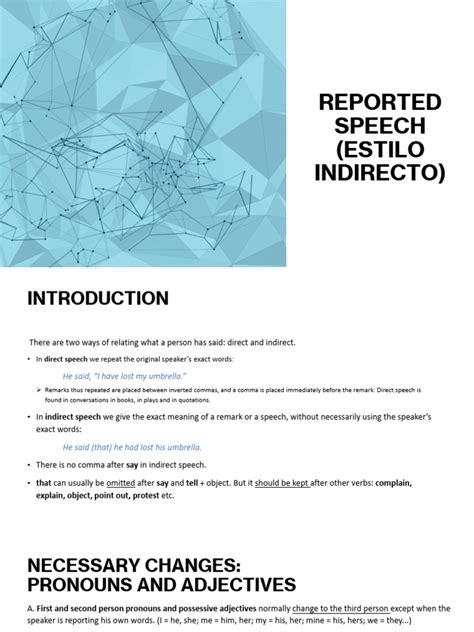 Reported Speech Explanation Pdf Question Verb