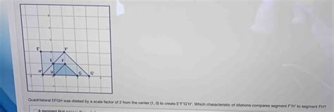 Quadrilateral EFGH Was Dilated By A Scale Factor Of 2 From The Center