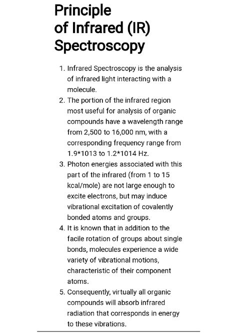 Solution Ir Spectroscopy Principle And Instrumention Of Ir Spectroscopy Studypool