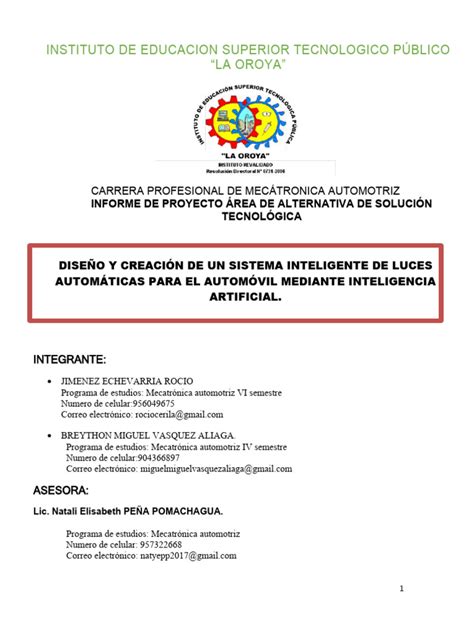 Informe De Proyecto De Feria De Ciencia Pdf