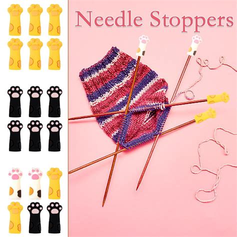 6pcs Cat Paw Knitting Needle Tip Stoppers Cute Knitting Needle Point Prote
