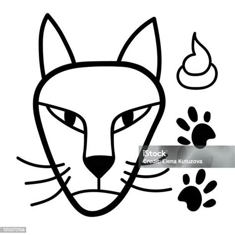 브라젠 고양이 손으로 그린 벡터 그림의 고양이 얼굴과 발 흰색 배경에 고양이 격리 된 개체 티셔츠디자인 컨셉 윤곽 스타일 캐릭터