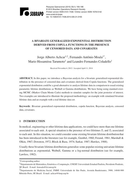 Pdf A Bivariate Generalized Exponential Distribution Derived From