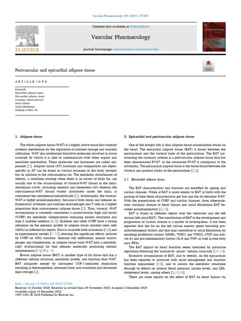 Perivascular And Epicardial Adipose Tissue Badimon Et Al 2024 Pdf