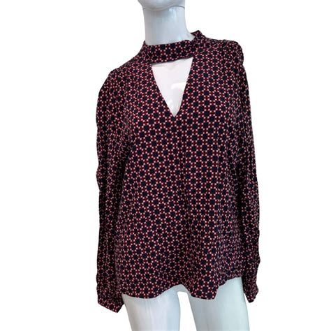 Sussan Long Sleeve Geometric Print Top Size 12