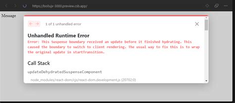 Next Dynamic Causing Runtime Exception For Suspense Boundary Starting