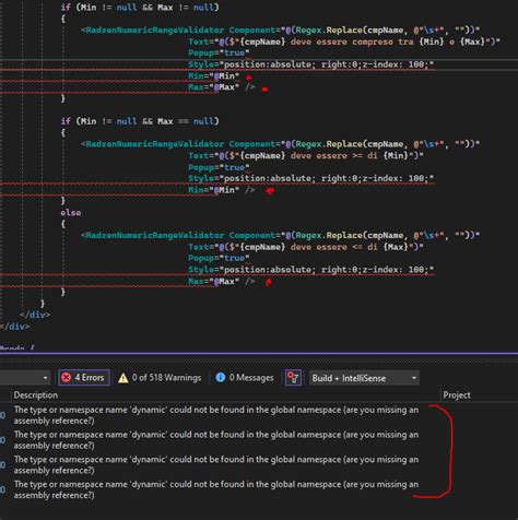 NumericRangeValidator Dynamic Error Global Using Blazor Server Radzen