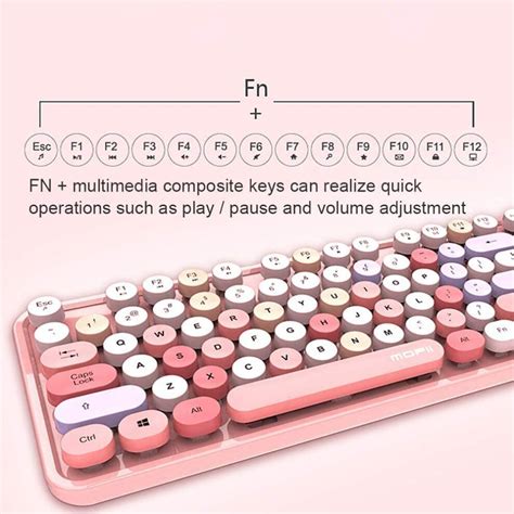 Makecool Pink Mix Wireless Keyboard And Mouse Set Bluetooth Keyboard