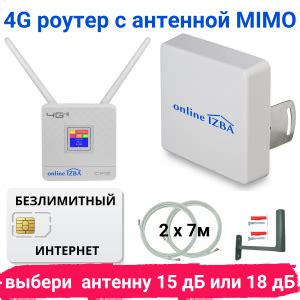 4G роутер Wi-Fi cpf903-SMA2 c СИМ картой и внешней антенной Kroks 15 MIMO
