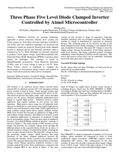 Pdf Three Phase Five Level Diode Clamped Inverter Controlled By Atmel