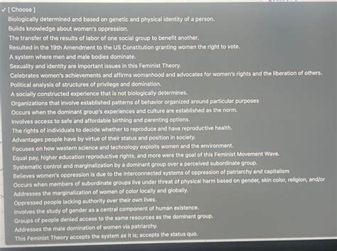 Gender Sex Oppression Feminist Consciousness