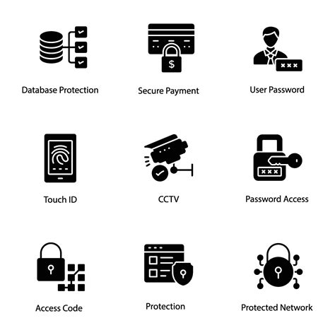 Data Protection And Cybersecurity Glyph Vector Icons Set 36044118 Vector Art At Vecteezy