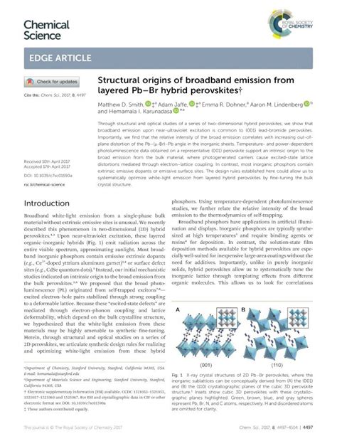 Pdf Structural Origins Of Broadband Emission From