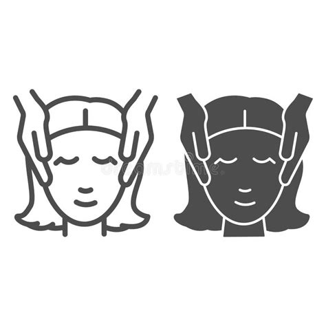 Girl Hands And Head Line And Solid Icon Spa Salon Procedure Concept