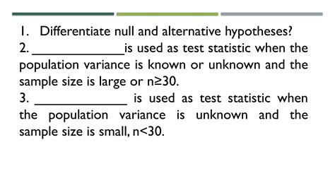 Formulating The Appropriate Null And Alternative Hypotheses Onpptx